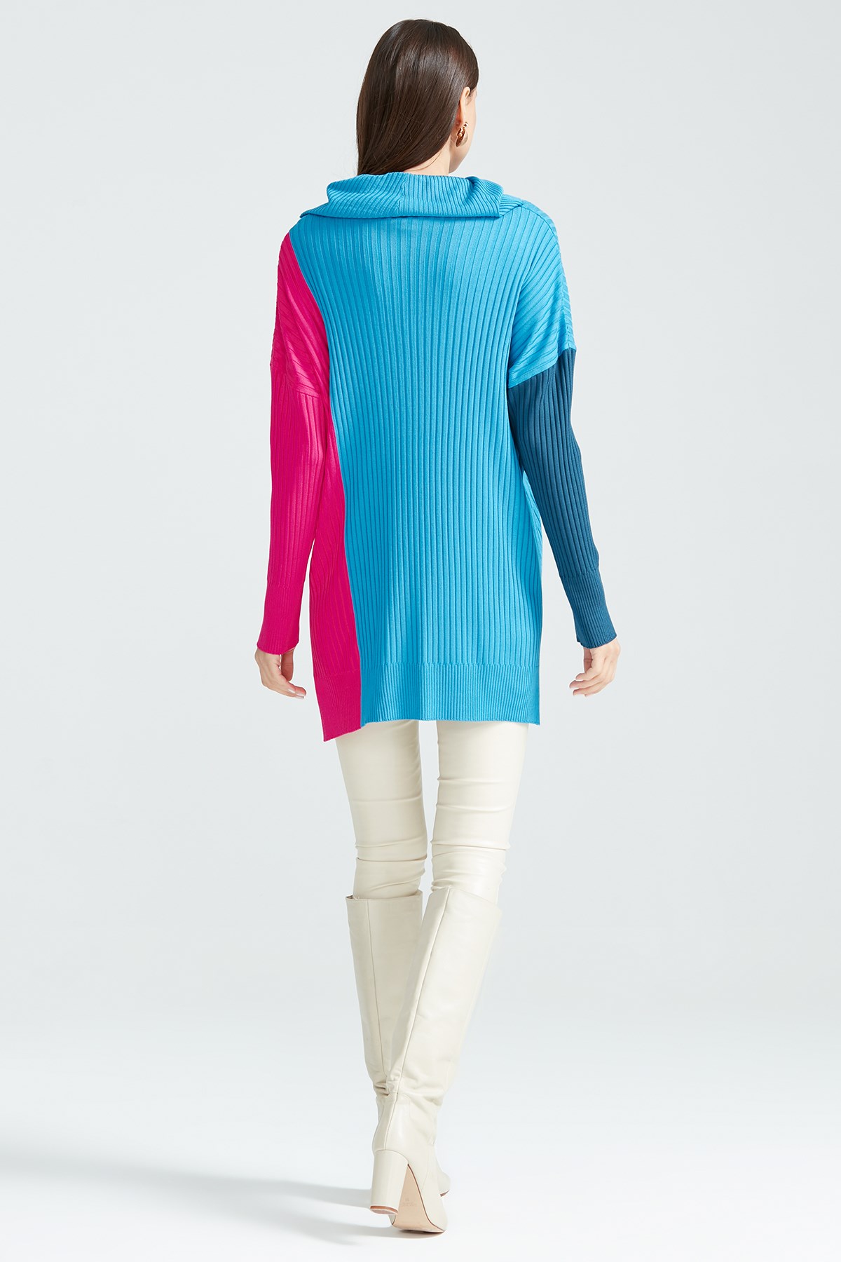 Colorblock Yüksek Degaje Yaka Triko Tunik | Tığ Store Colorblock Yüksek Degaje Yaka Triko Tunik | Tığ Store
