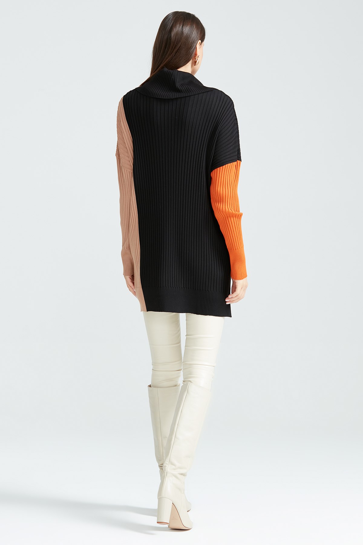 Colorblock Yüksek Degaje Yaka Triko Tunik | Tığ Store Colorblock Yüksek Degaje Yaka Triko Tunik | Tığ Store