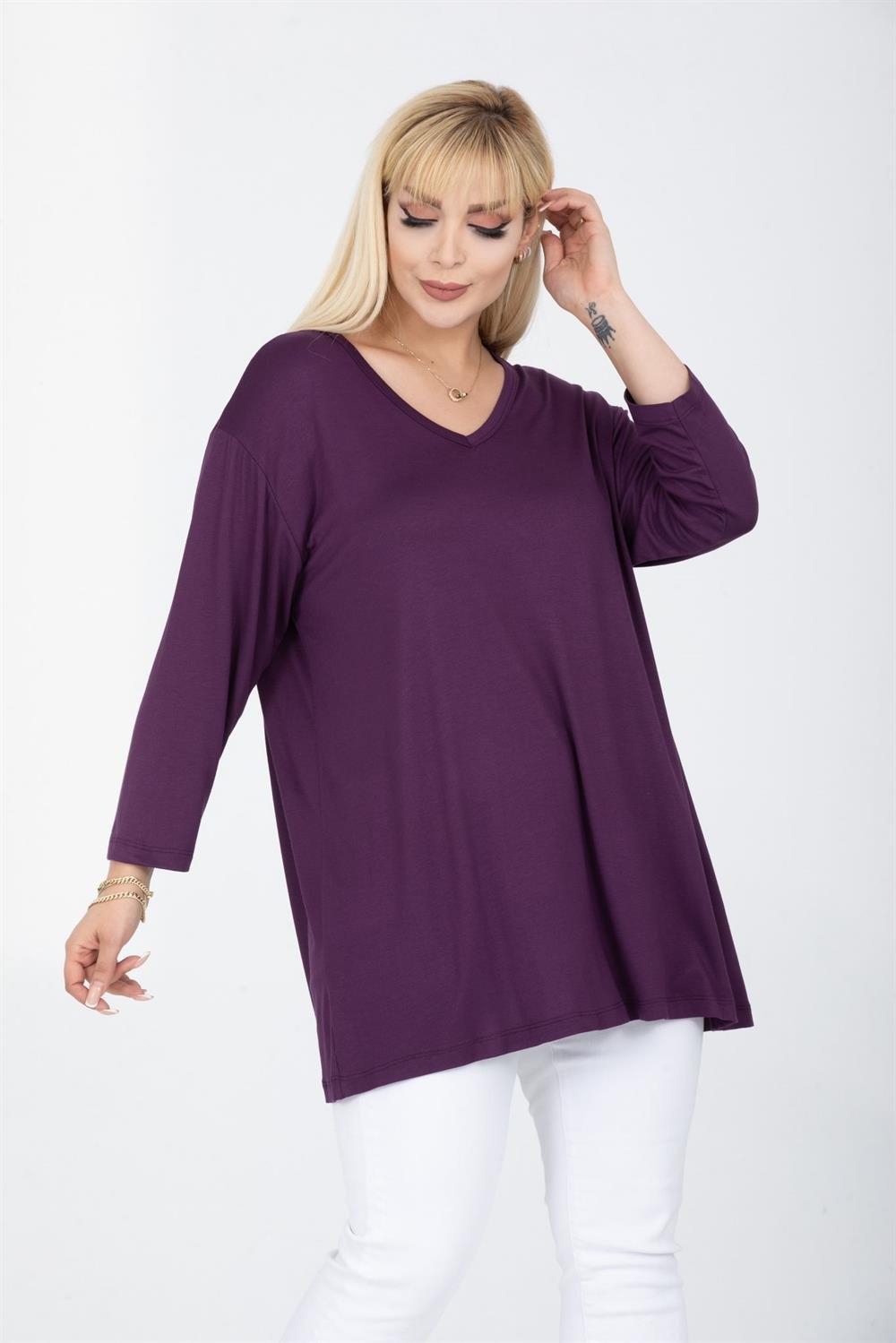 Mor renk truvakar kol bluz