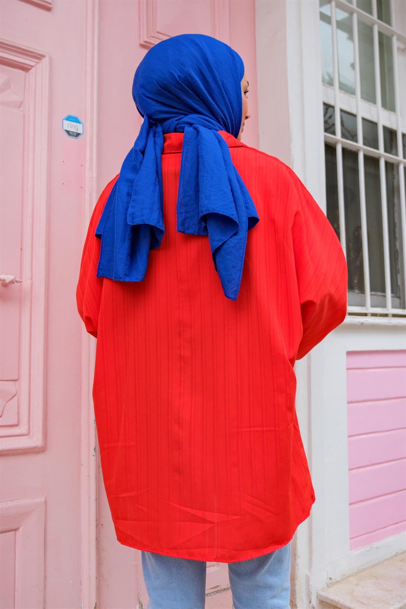 BEBE YAKA YARASA KOL GOMLEK NAR CICEGI