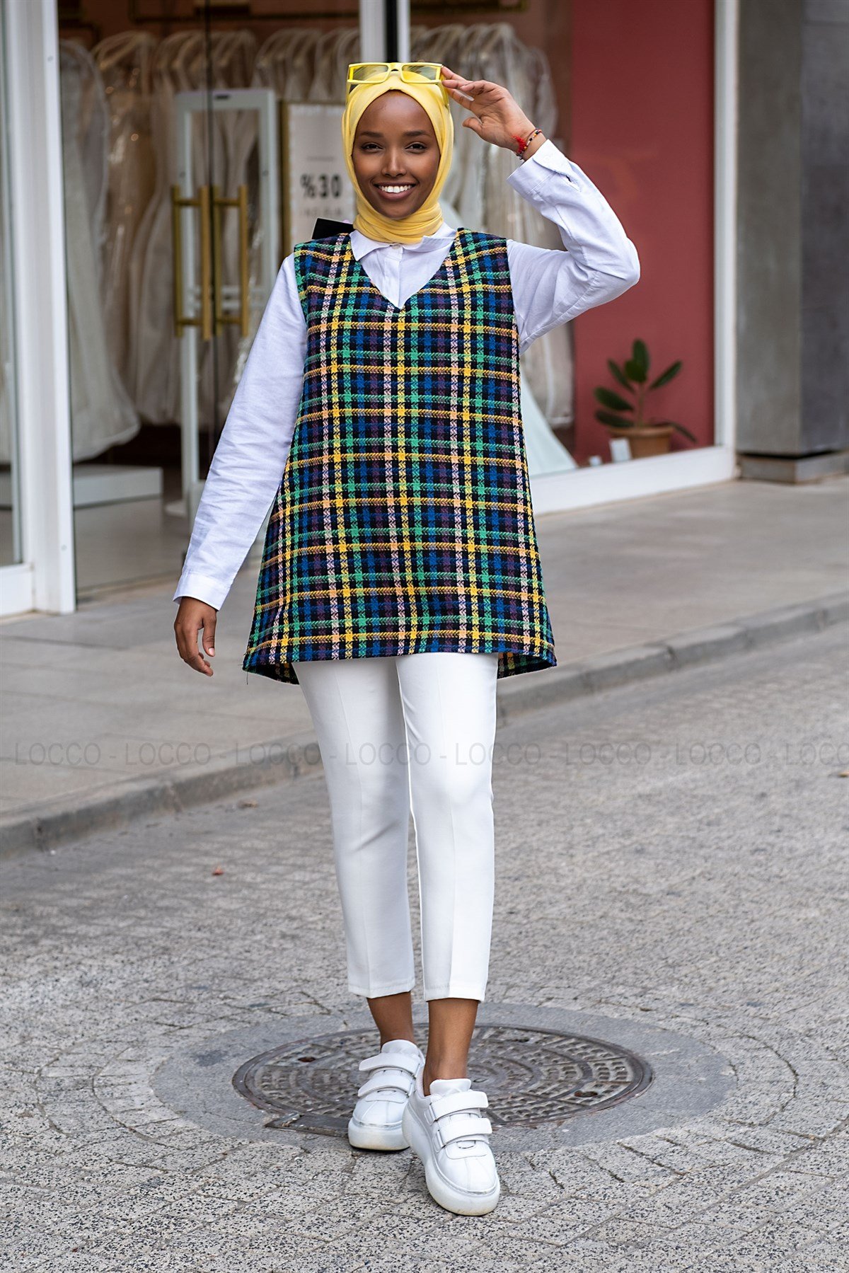 EKOSE DESEN SUVETER YESIL-SARI