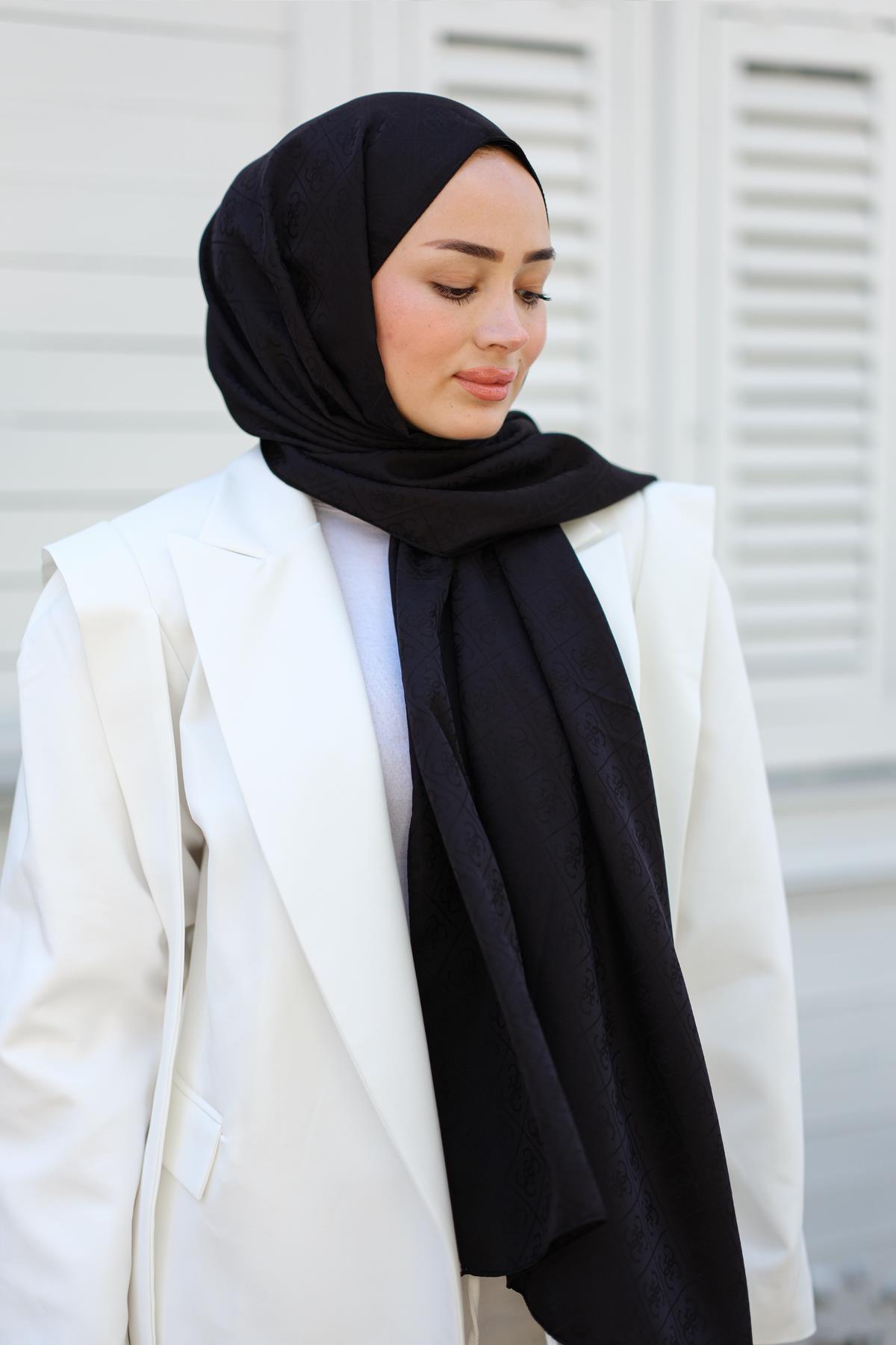 Monogram Jakar Şal Siyah