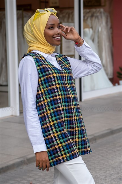 EKOSE DESEN SUVETER YESIL-SARI