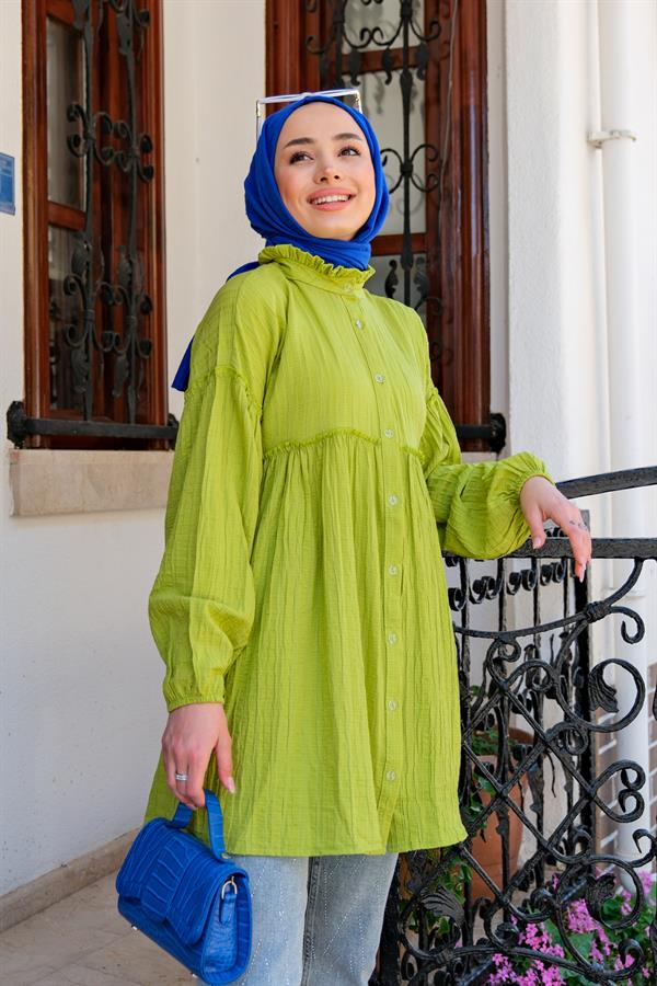 KABARTMA DESEN GOMLEK FISTIK YESIL