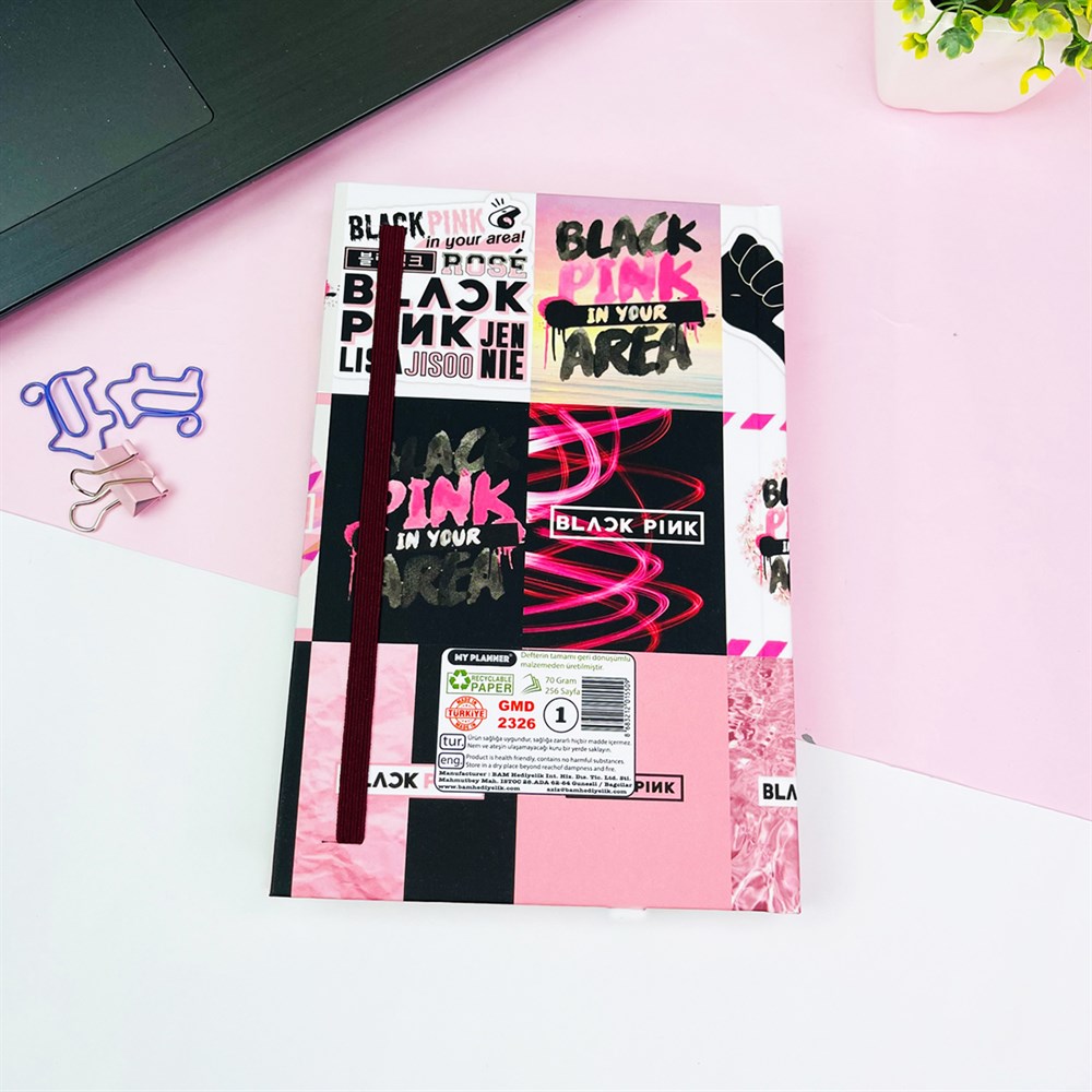 Black Pink Tasarımlı Kalın Kitap Görünümlü Defter