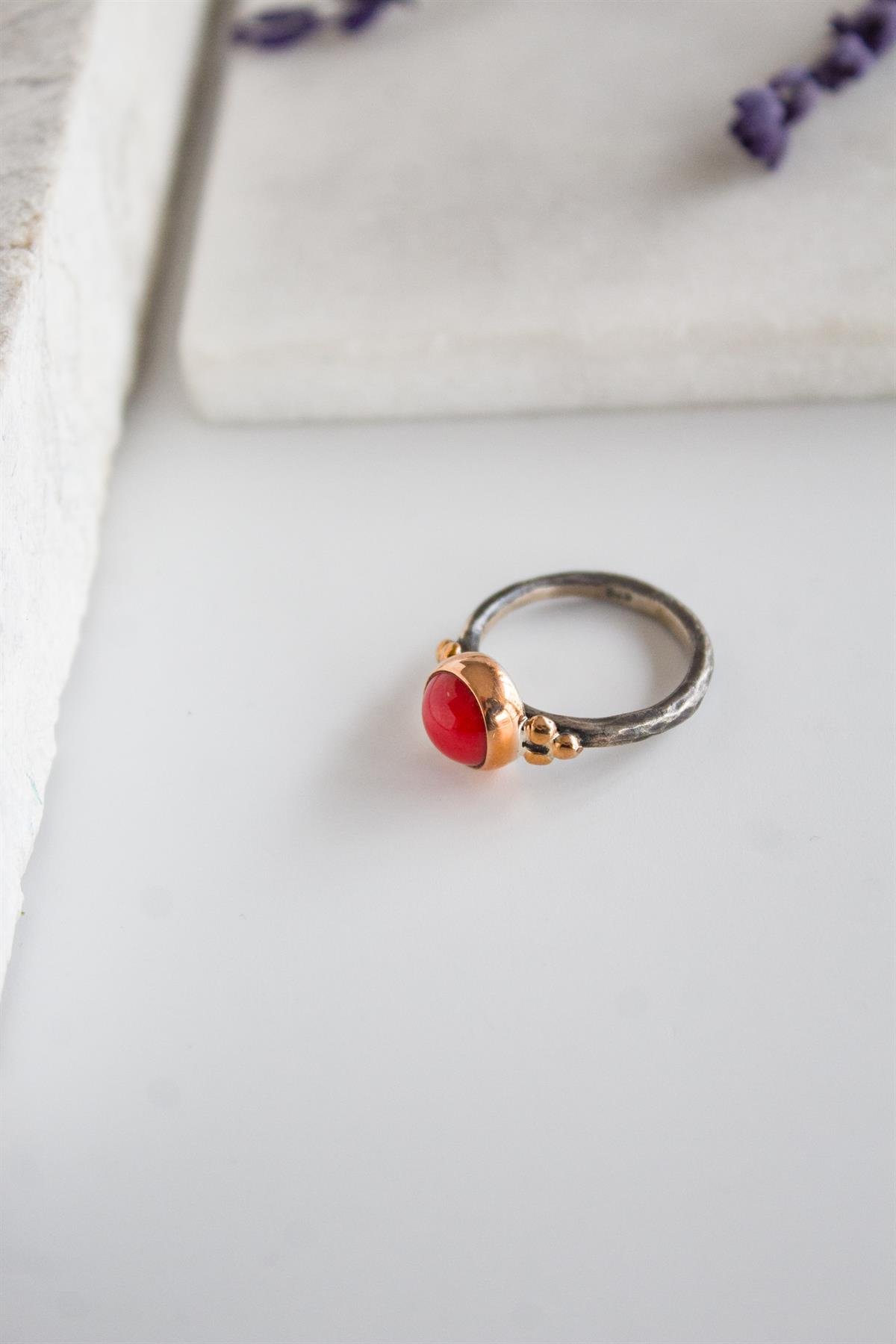 Doğal Taş Yüzük ( Mercan )