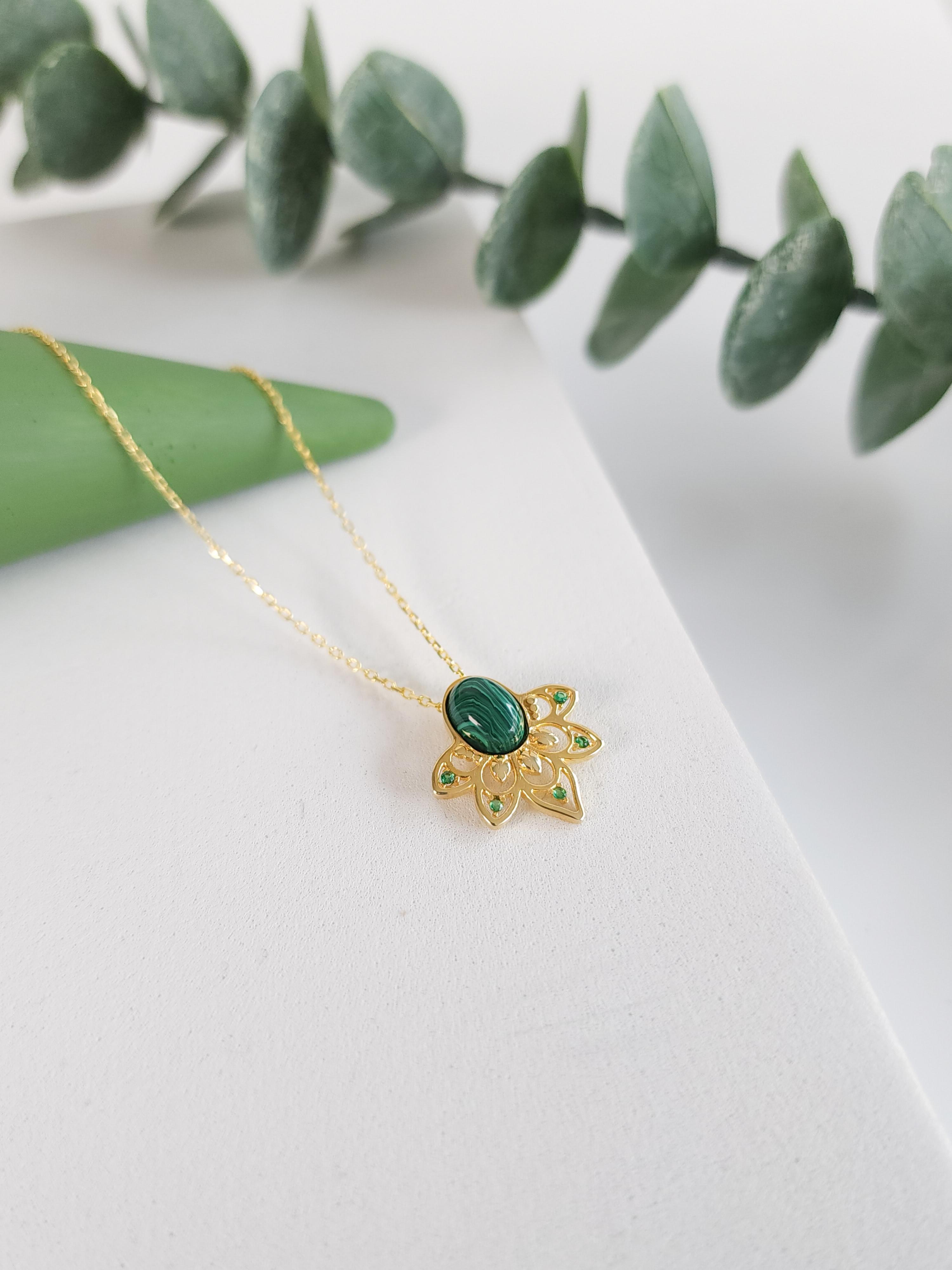 Malahit Doğal Taş Kolye