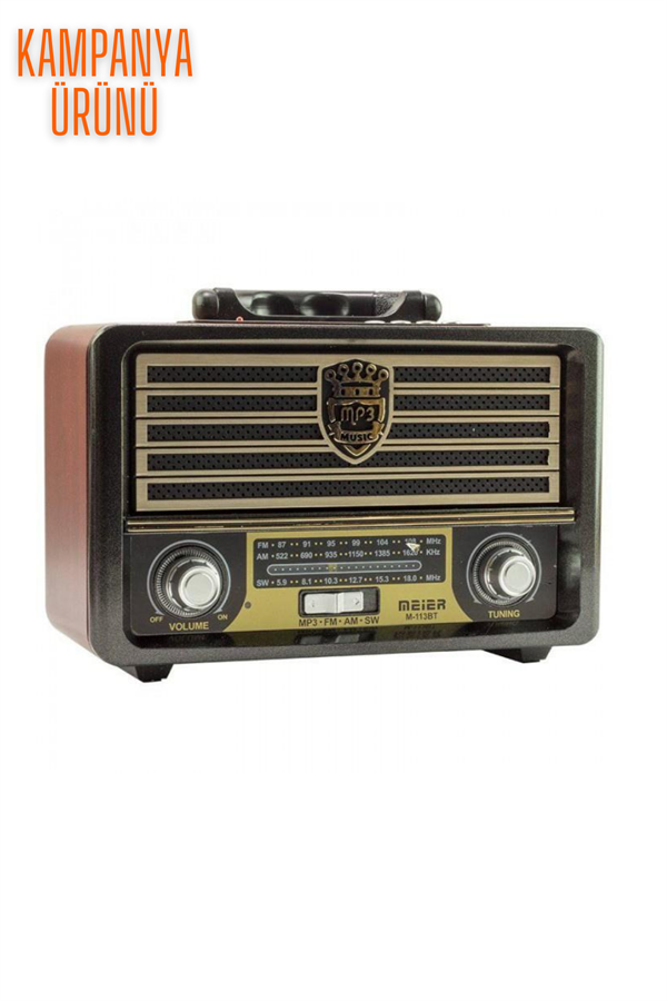 Meier M 112 BT Nostaljik Ahşap Radyo Bluetooth Sd Aux Usb