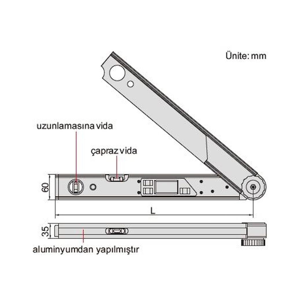 Insize 2174 Su Geçirmez Dijital Açı Ölçer (Ağır İş)
