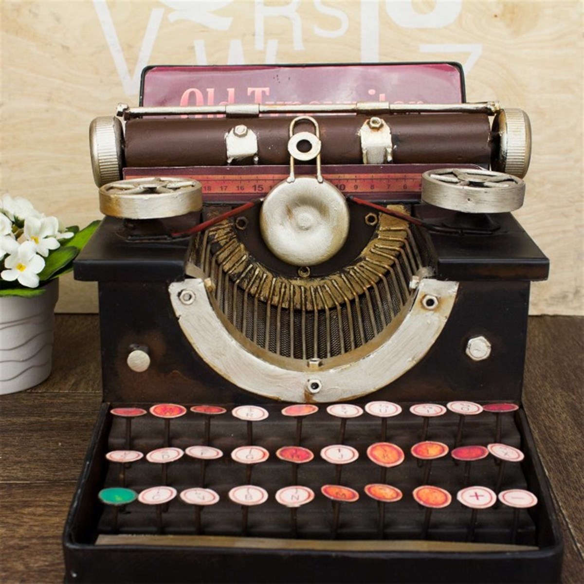 Nostaljik Dekoratif Metal Daktilo Büyük Boy