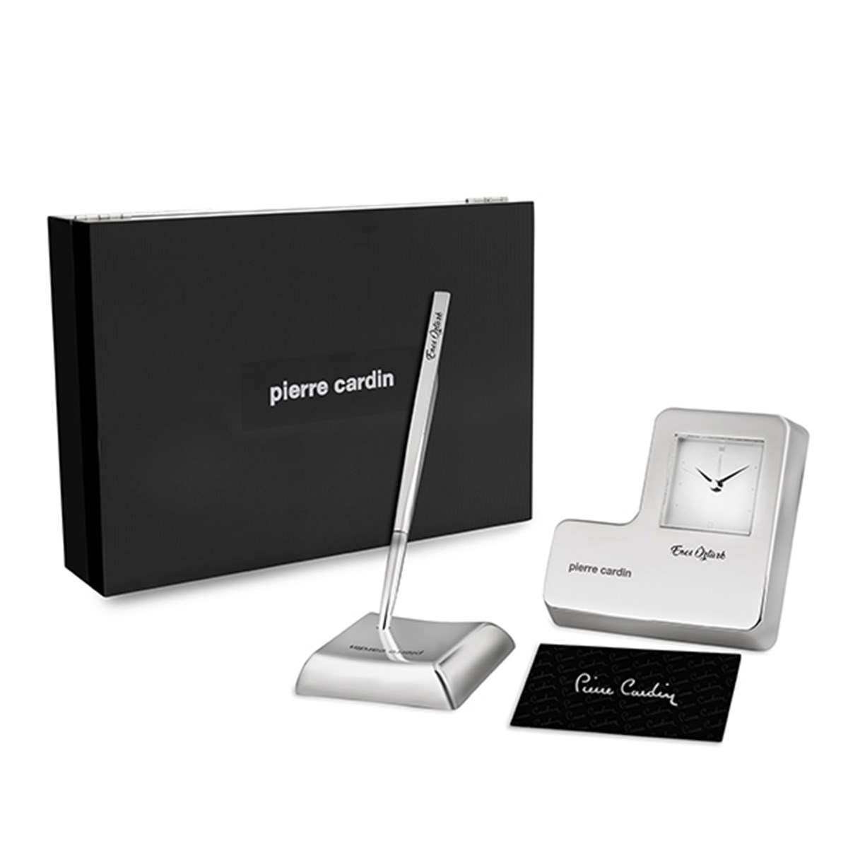 Pierre Cardin Elite 601 İsme Özel 3'lü Masa Üstü Hediye Seti Ahşap Kutulu