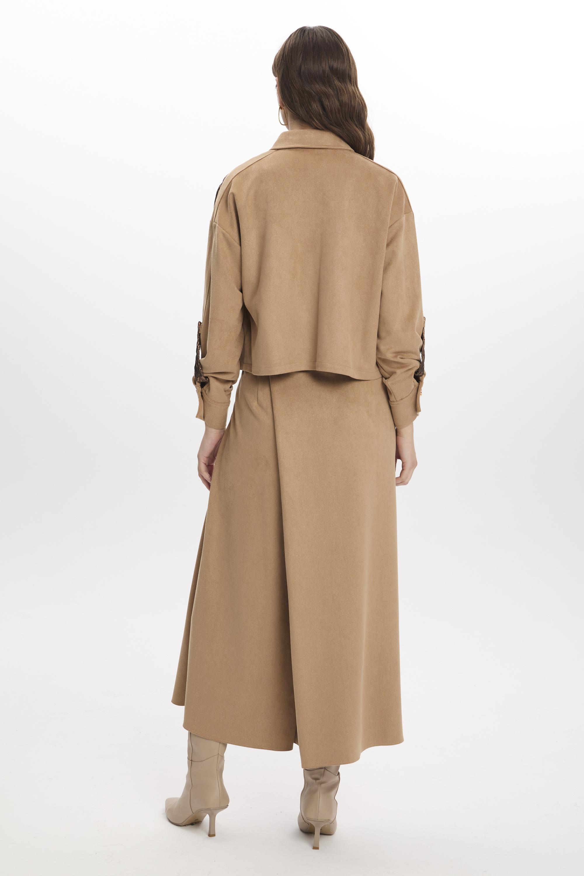 Kapitone Detaylı Cepli Bej İkili Takım TK-1403 - Zühre