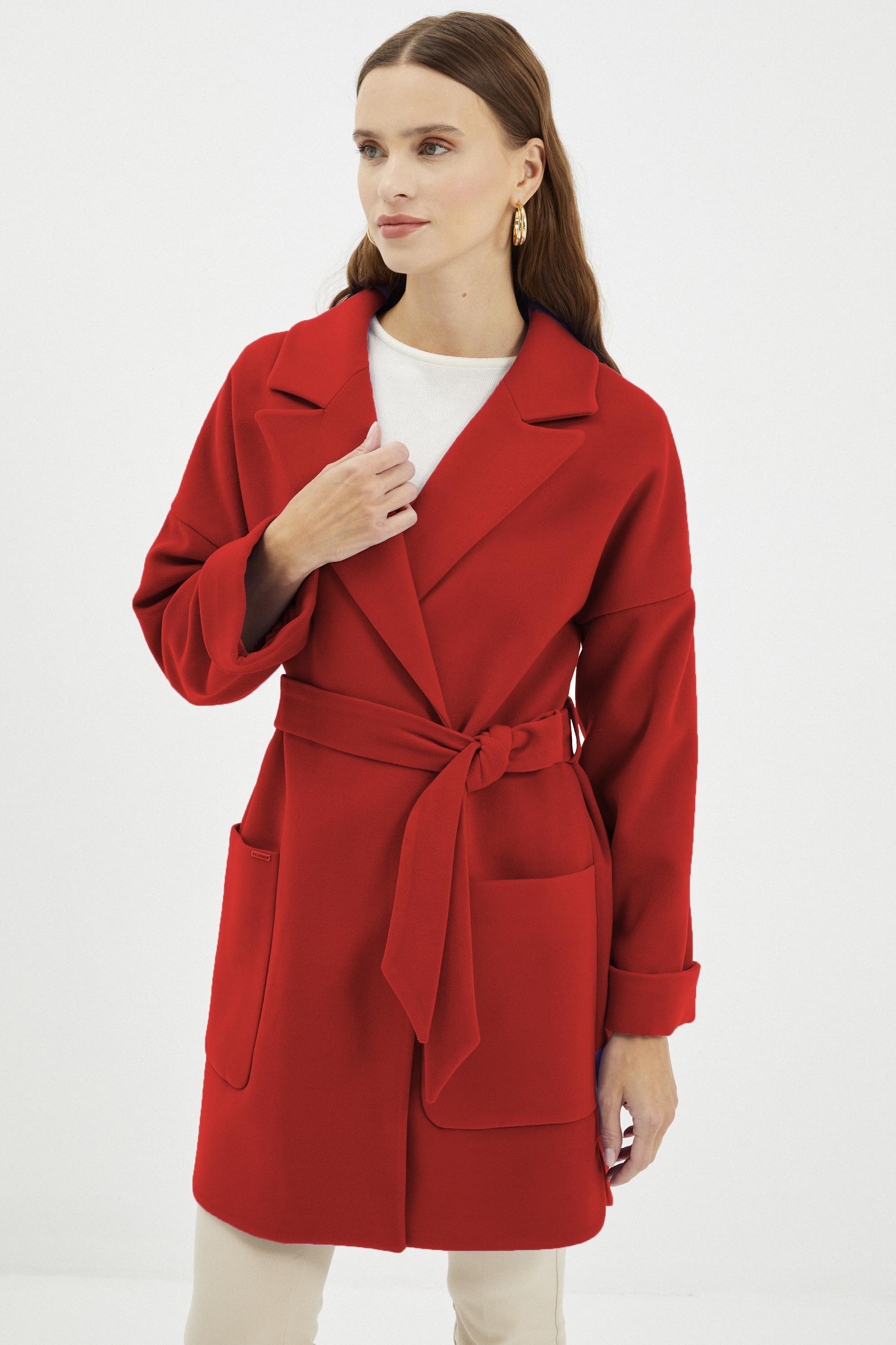 Kruvaze Yaka Kısa Kırmızı Kaban 13438 - Zühre