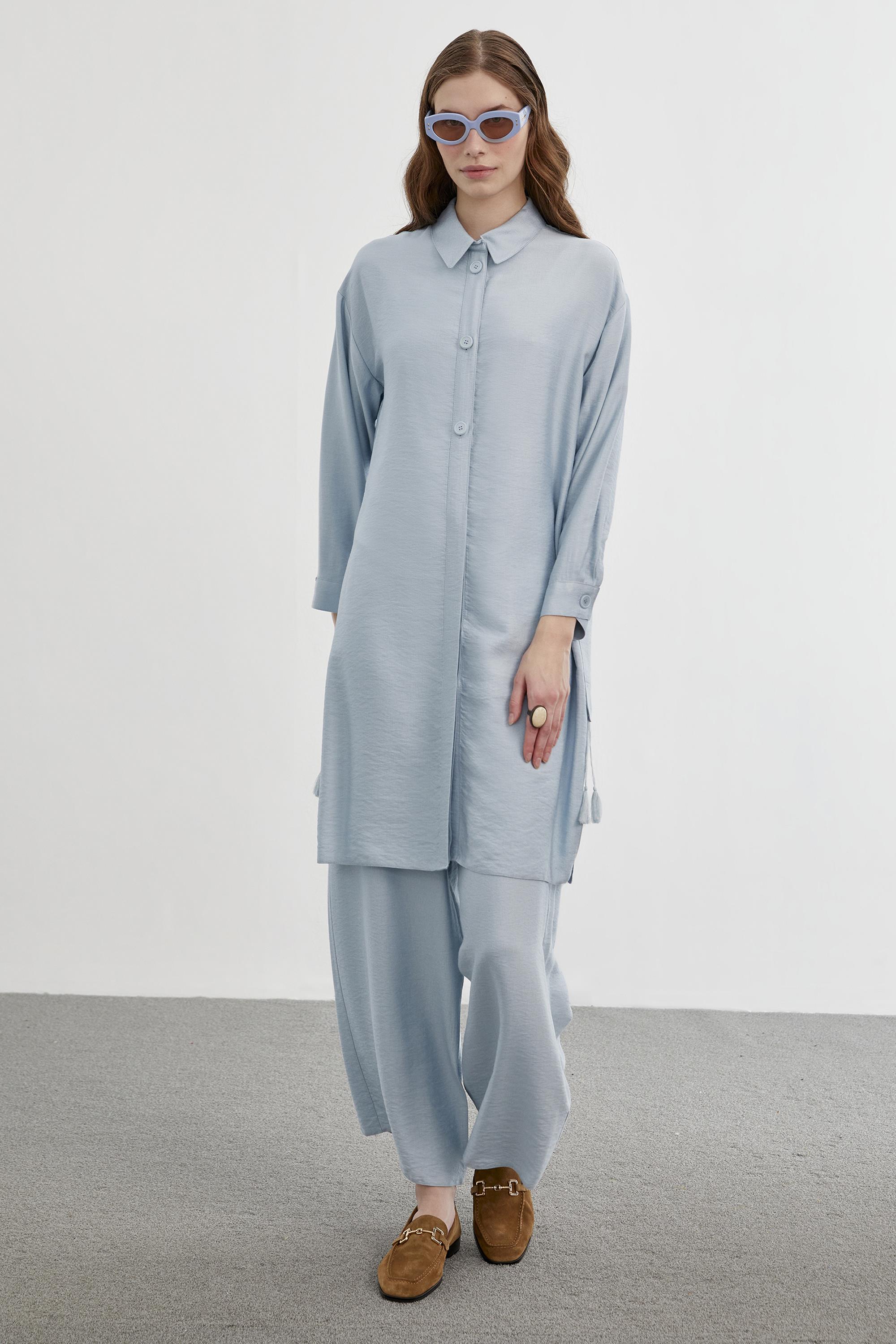 Gömlek Yaka Aqua Uzun İkili Kombin Takım TK-1278 - Zühre