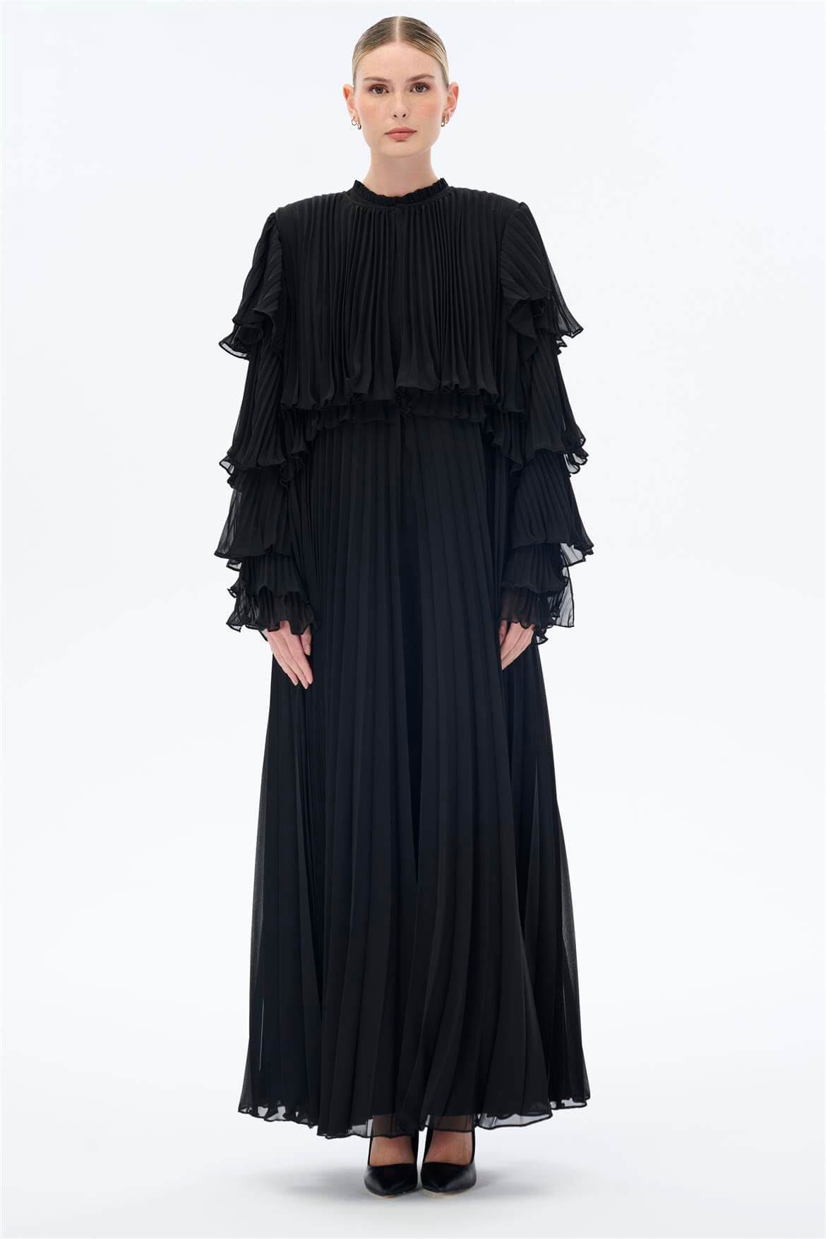 PİLİLİ ELBİSE TAKIM Siyah