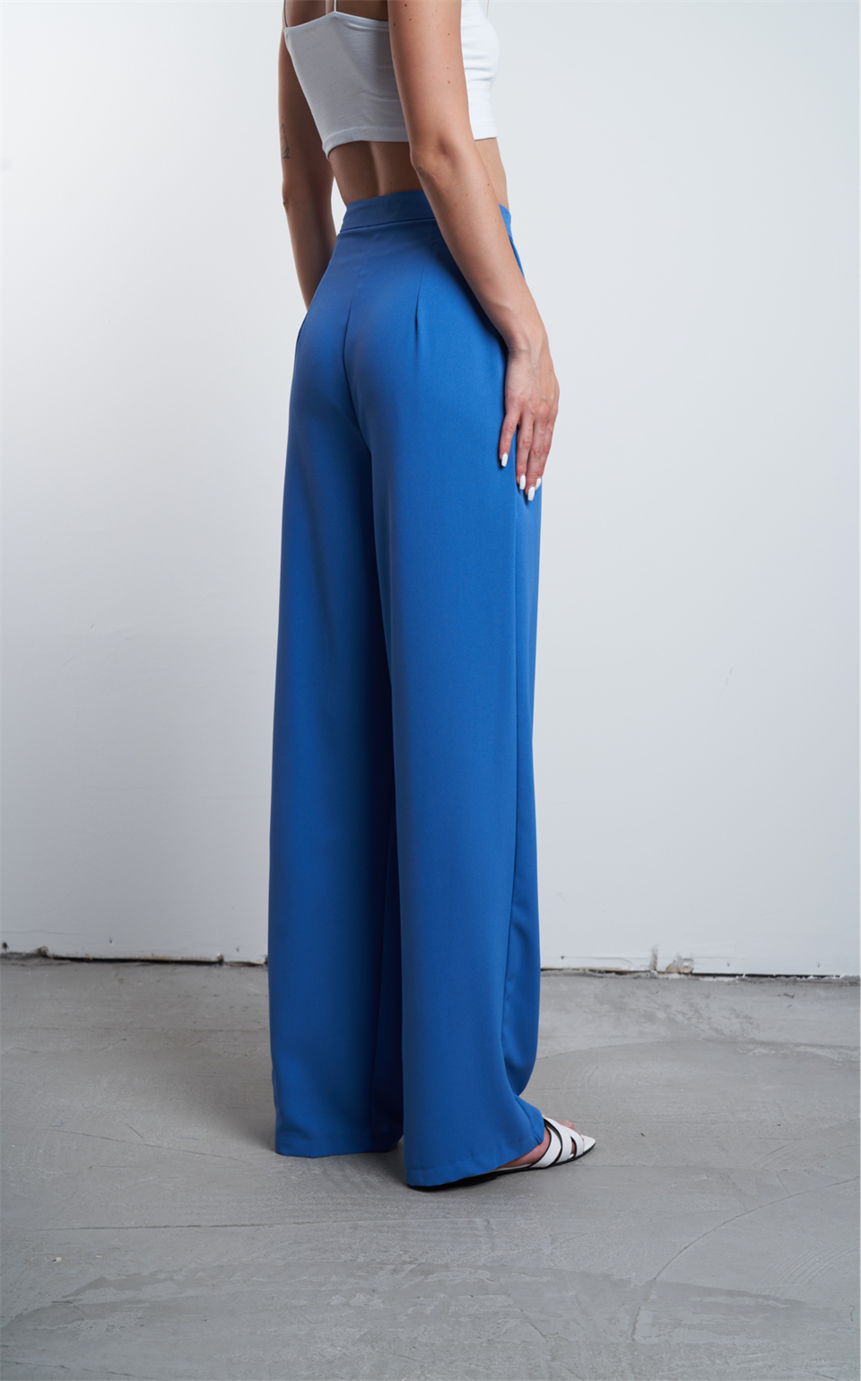 Pile Detaylı Pantolon Indigo - Ambar