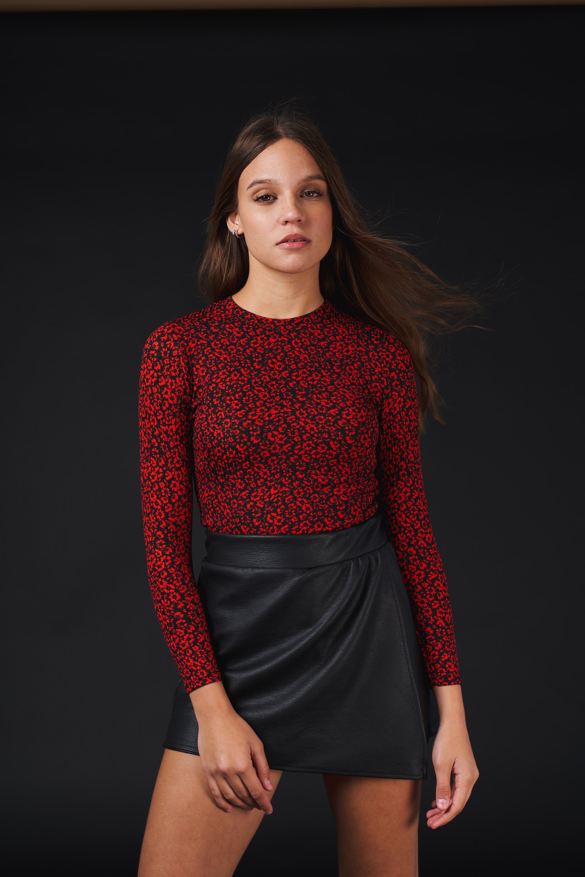 Mini Deri Şort Etek - Ambar