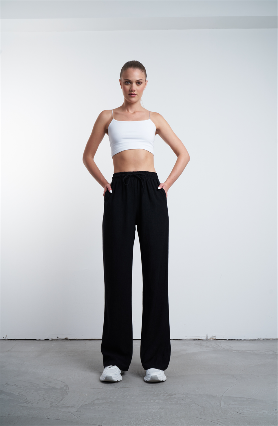 Bol Paça Pantolon Siyah - Ambar