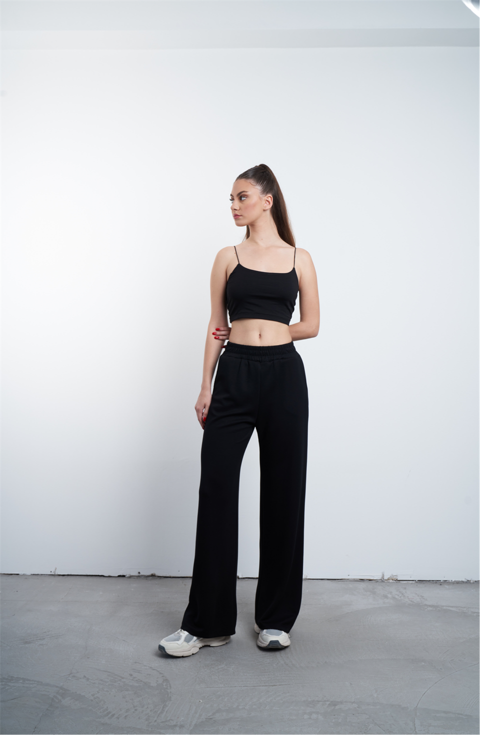 Bol Paça Pantolon Siyah - Ambar