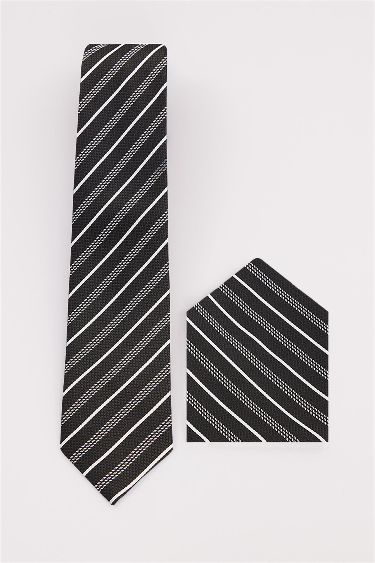 Klasik Cep Mendilli Desenli Kravat - TUDORS