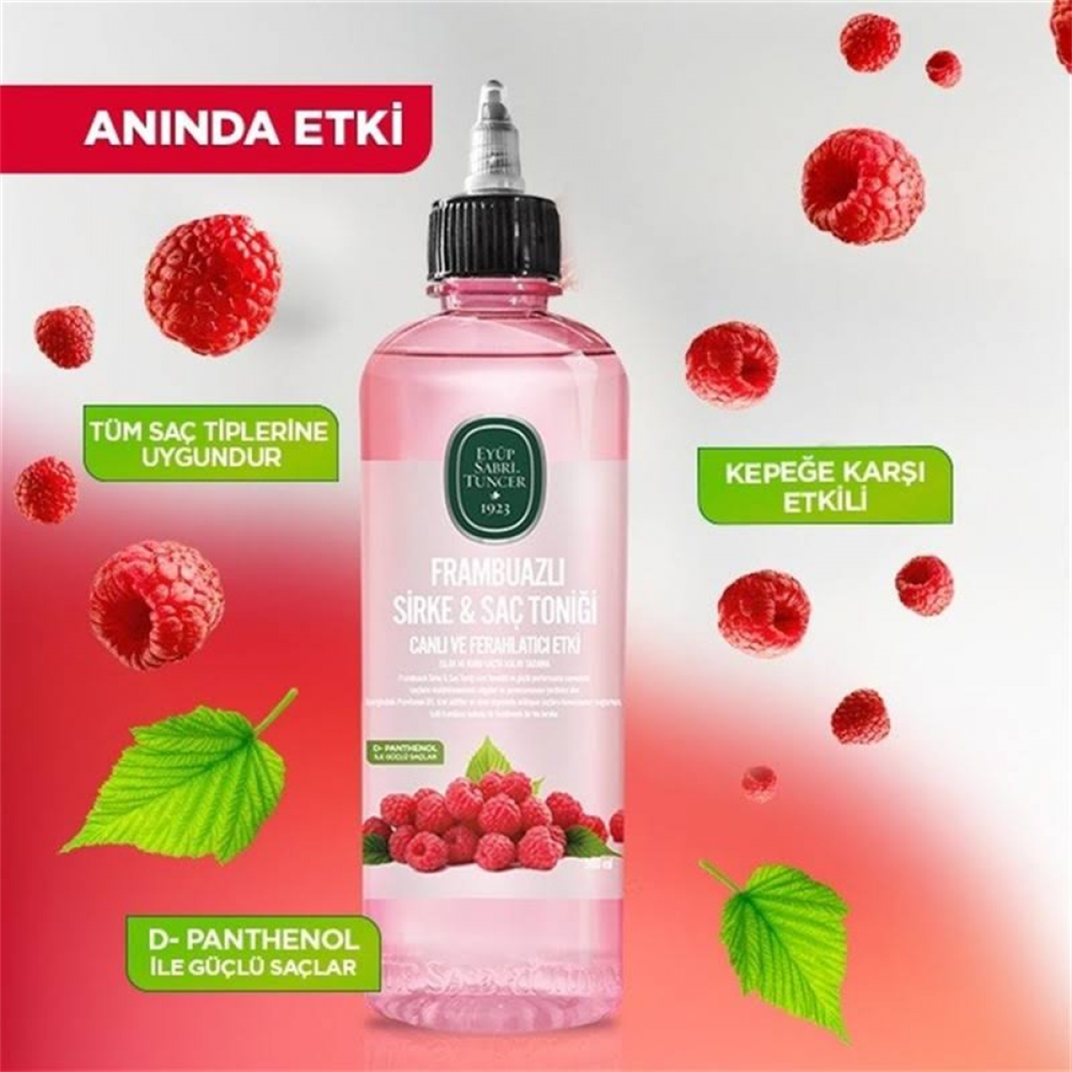 Eyüp Sabri Tuncer Frambuazlı Sirkeli Şampuan 500 ml depoeczanem.com'da.