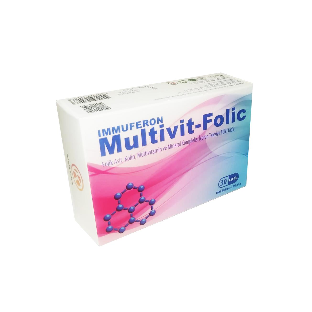 Multivit-Folic Folik asit, Kalsiyum, Magnezyum, Bor 30 Kapsül
