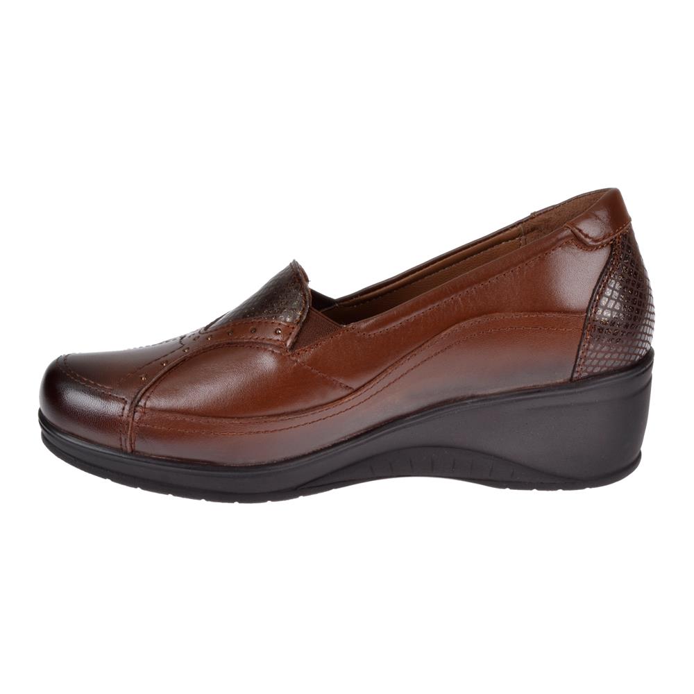 Forelli Hakiki Deri Dolgu Taban Kadın Ayakkabı FOR-ROSA TABA