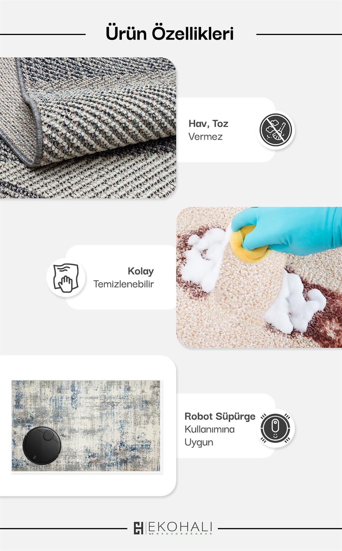 MOTTO MOT 02 WHITE BEIGE Yumuşak Tuşeli Örgü Dokuma Modern Makine Halısı