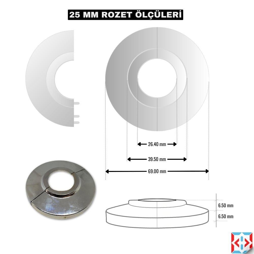 25 mm Krom Boru Gizleme Rozeti