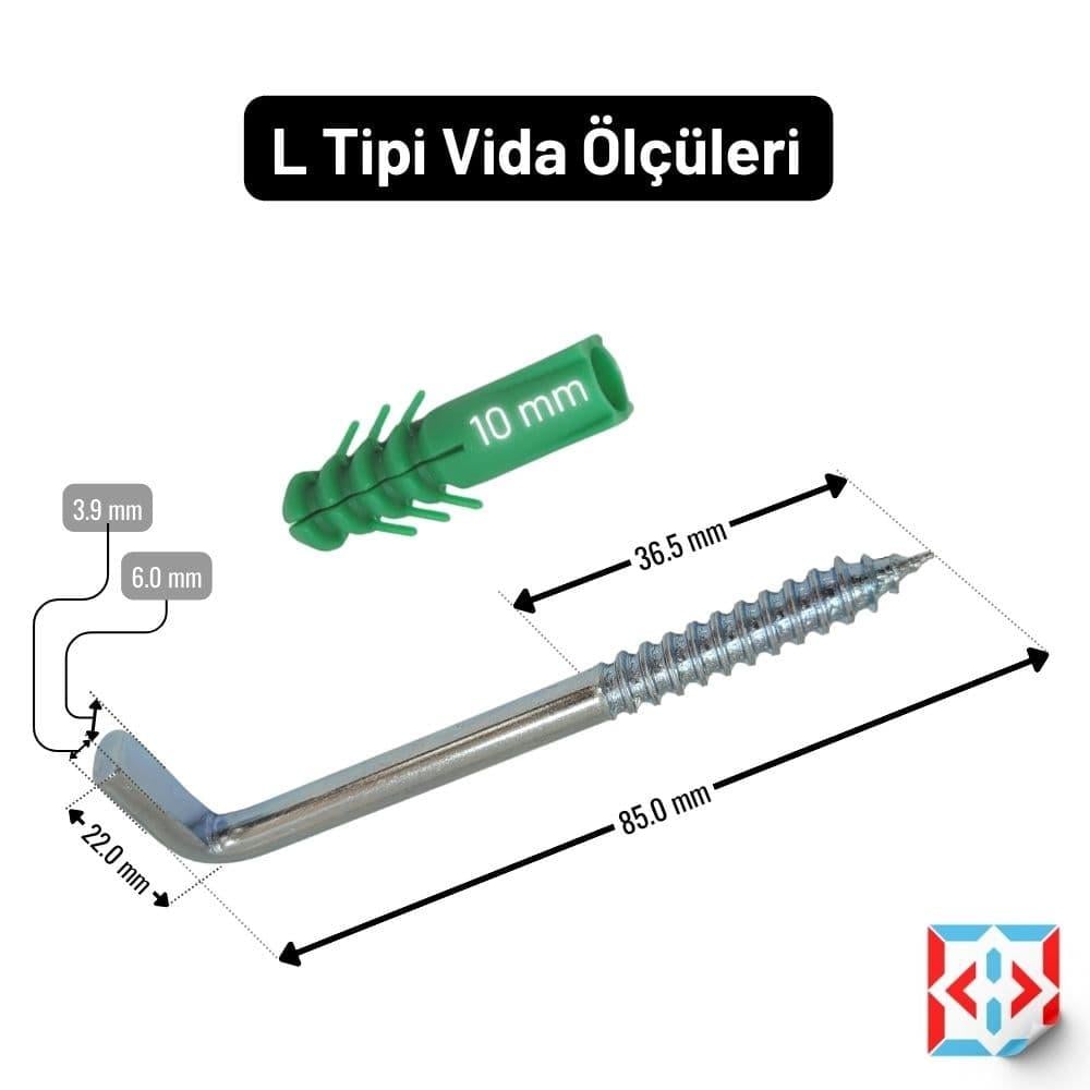 Şofben ve Kombi Askısı L Tipi Vida 2.5x8.5 cm