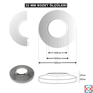 32 mm Krom Boru Gizleme Rozeti