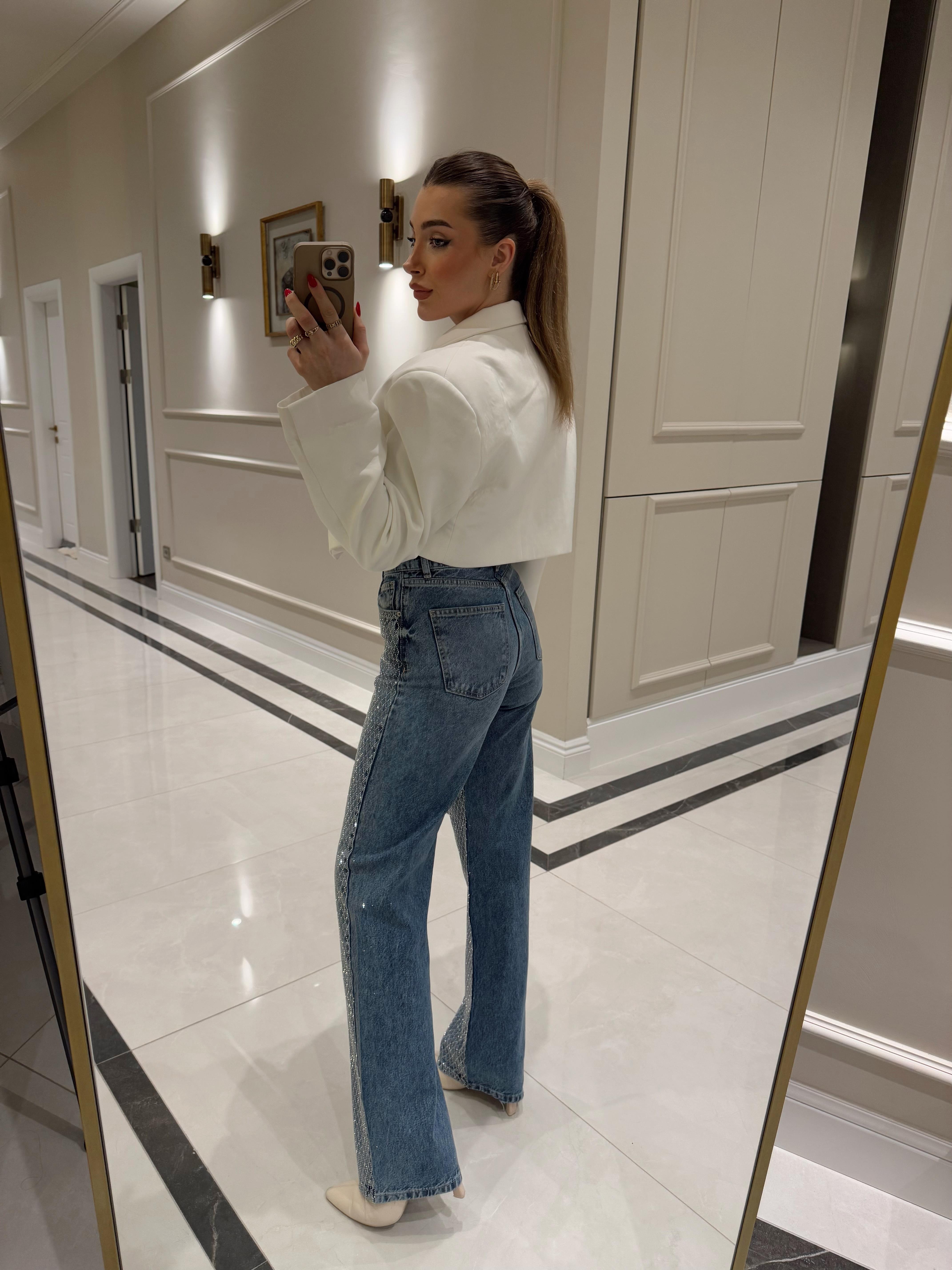 Yıkamalı Marka Model Full Taş Premium Straight Jean