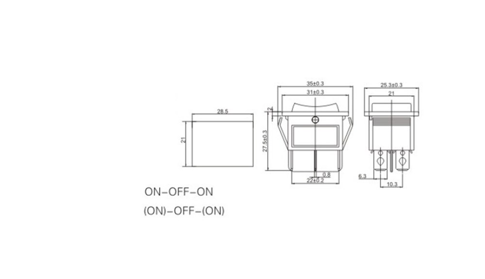 IC-110 Geniş Işıksız YAYLI Anahtar MOM-OFF-MOM