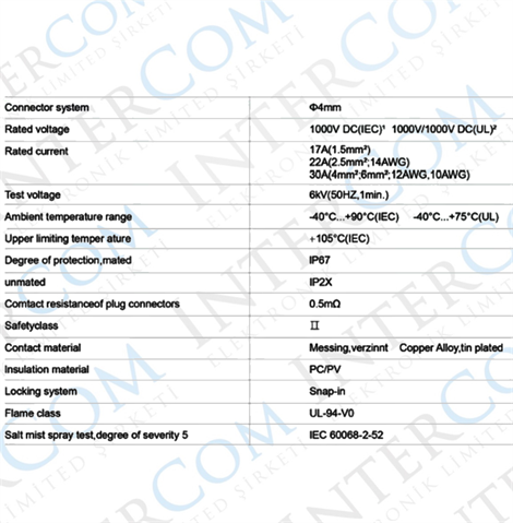 IC-273 MC4 Güneş Paneli Konnektörü