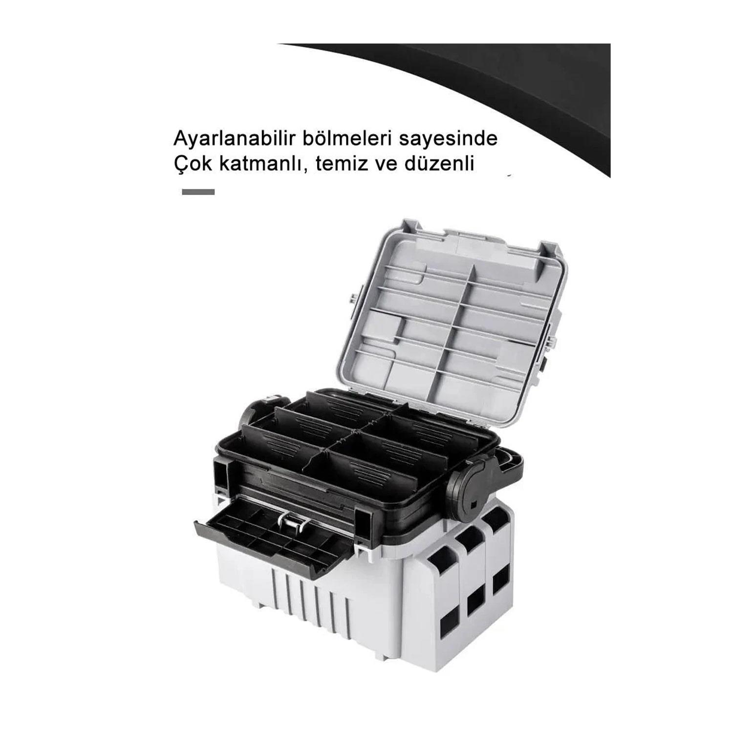 Shufa Çift Katlı Ekstra Dayanıklı Profesyonel Balıkçı Kutu Çanta 12L- Gri