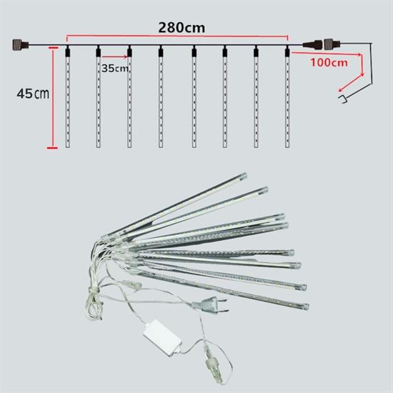 BUFFER® 10 Adet İç ve Dış Mekan İçin Uyumlu Renkli RGB Akan Meteor Led