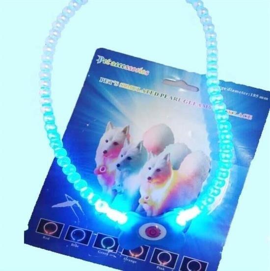 BUFFER® Mavi Renk Neon Led Işıklı Kedi Köpek Kolyesi (18,5 cm)