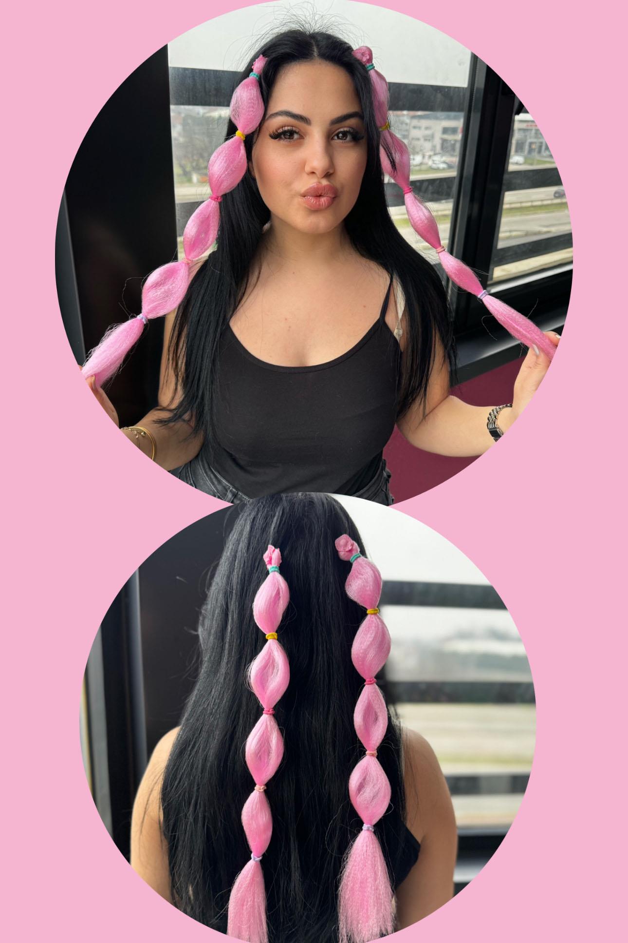 Takıştır Bijuteri | Açık Pembe Renk Toka Detaylı Yan Postiş