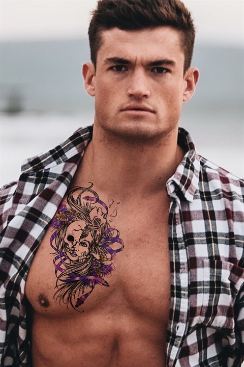 Geçici Kadın Kurukafa Dövme Tattoo Geçici Kadın Kurukafa Dövme Tattoo