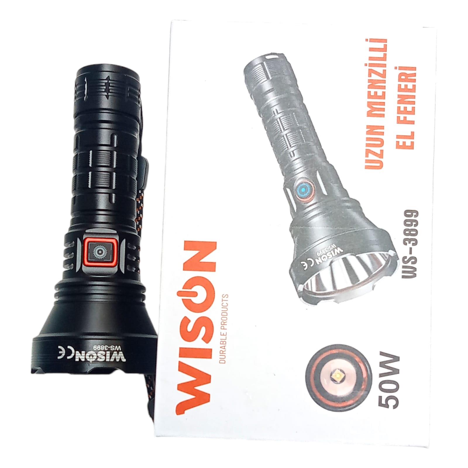 Wison WS-3899 50W Uzun Menzilli El Feneri | Süper Parlak LED | El Feneri