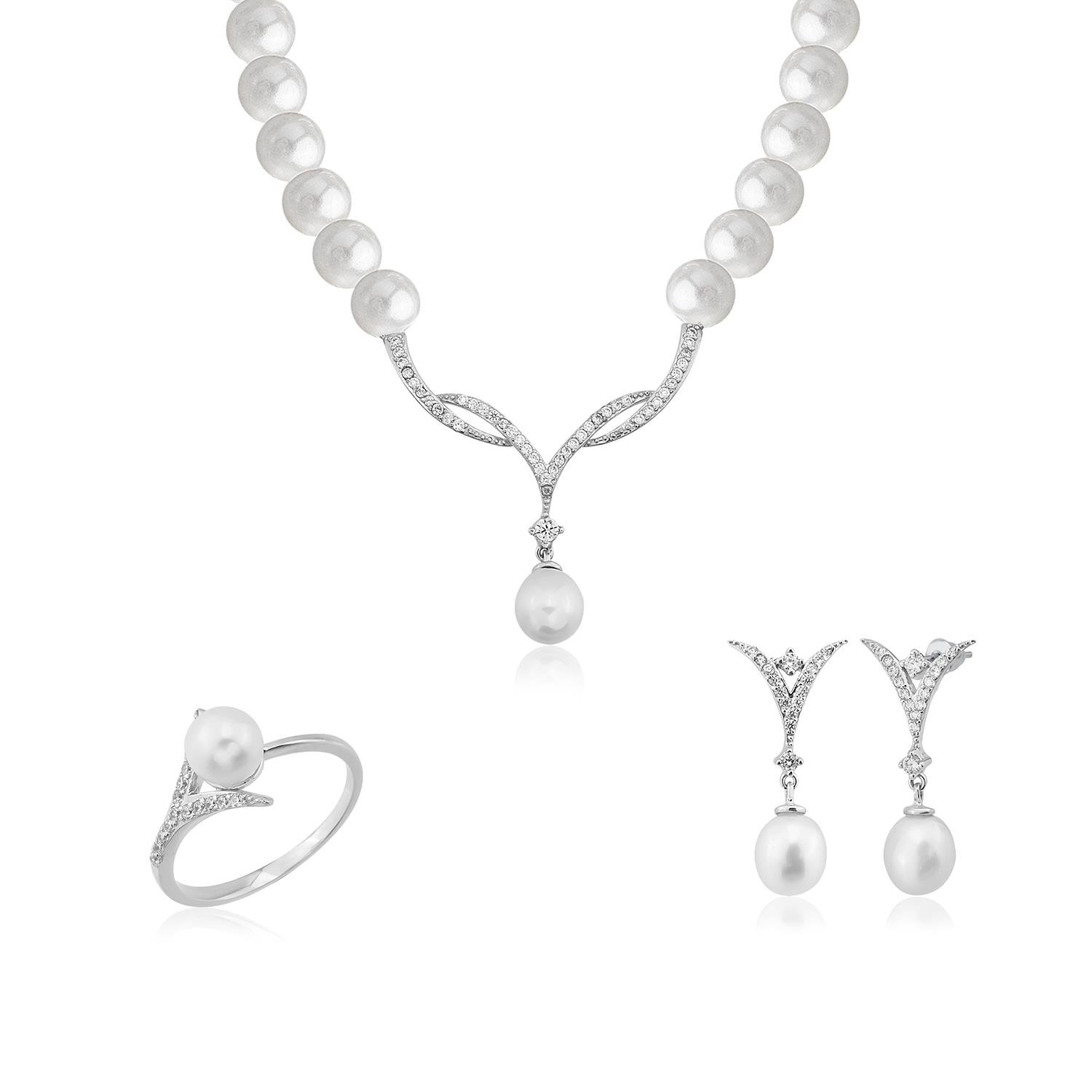 Altın ve İncili Aurielle Gelin Seti