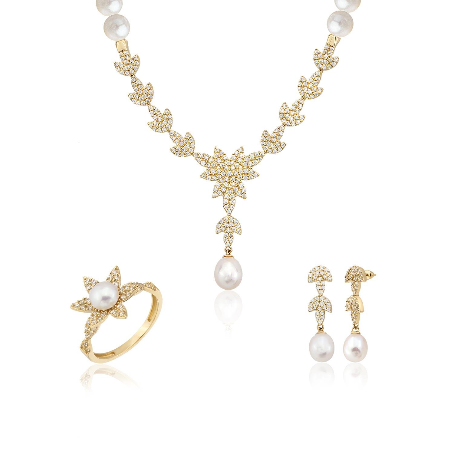 Altın ve İncili Aurelia Gelin Seti