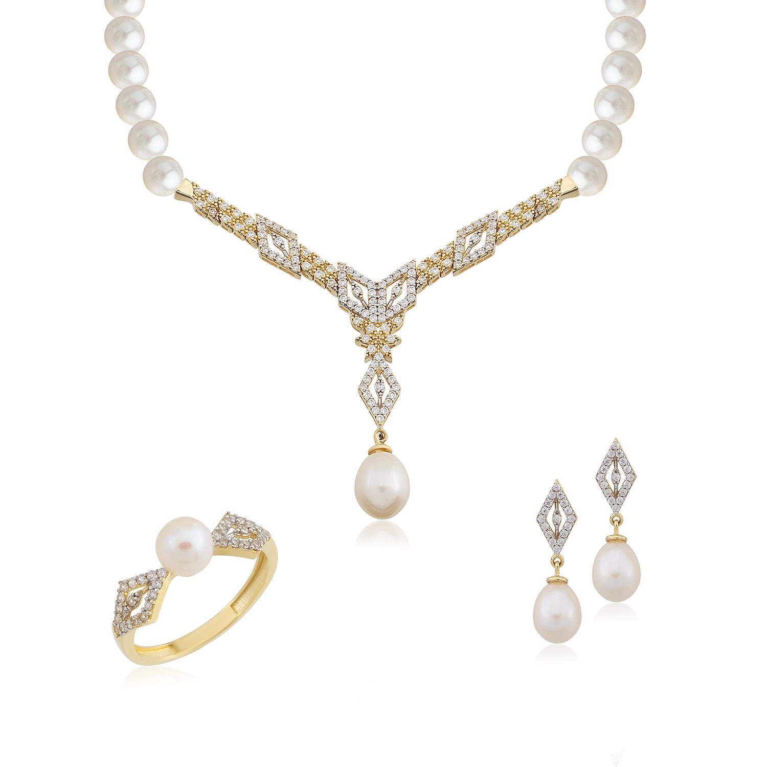 Altın ve İncili Oryvia Gelin Seti