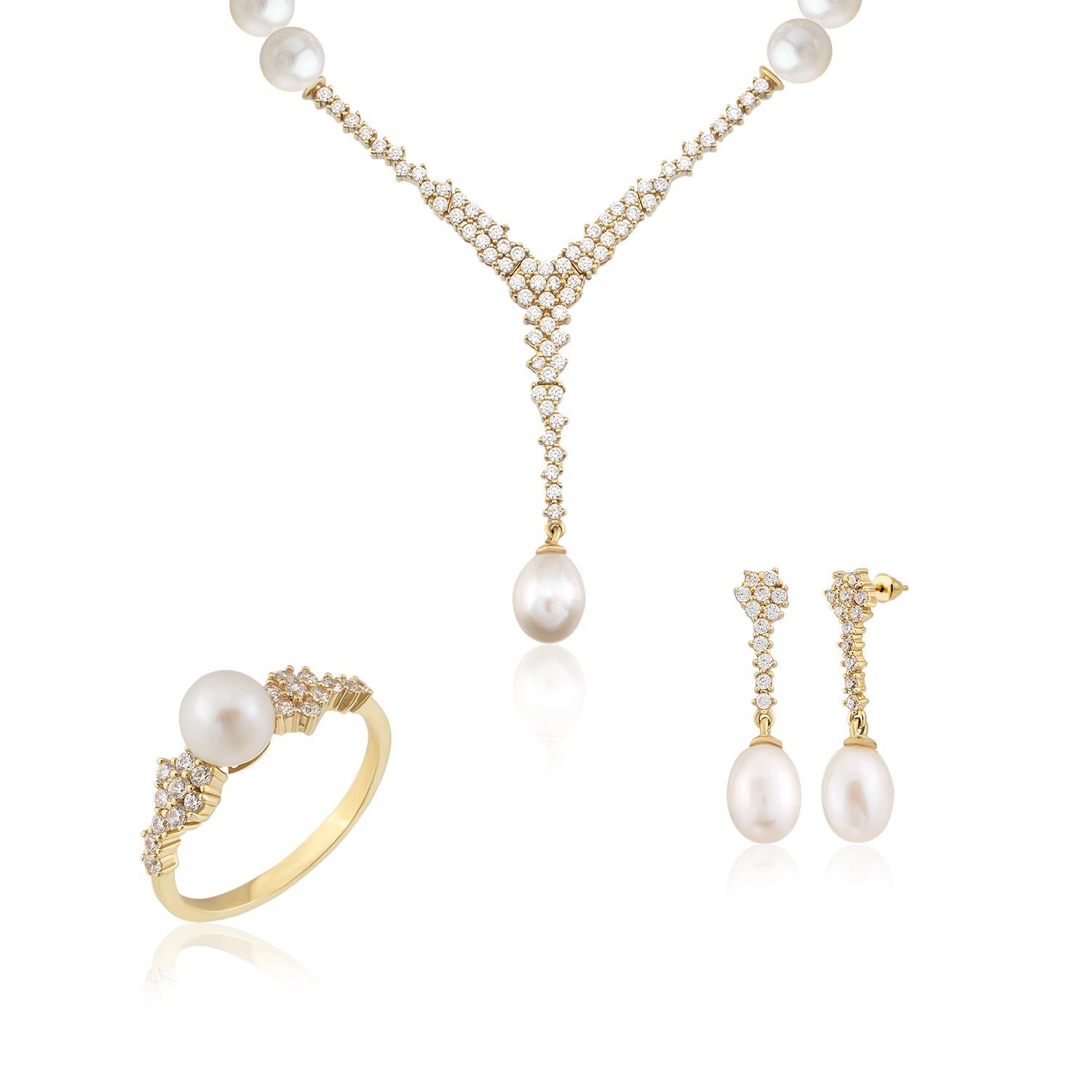 Altın ve İncili Elysia Gelin Seti