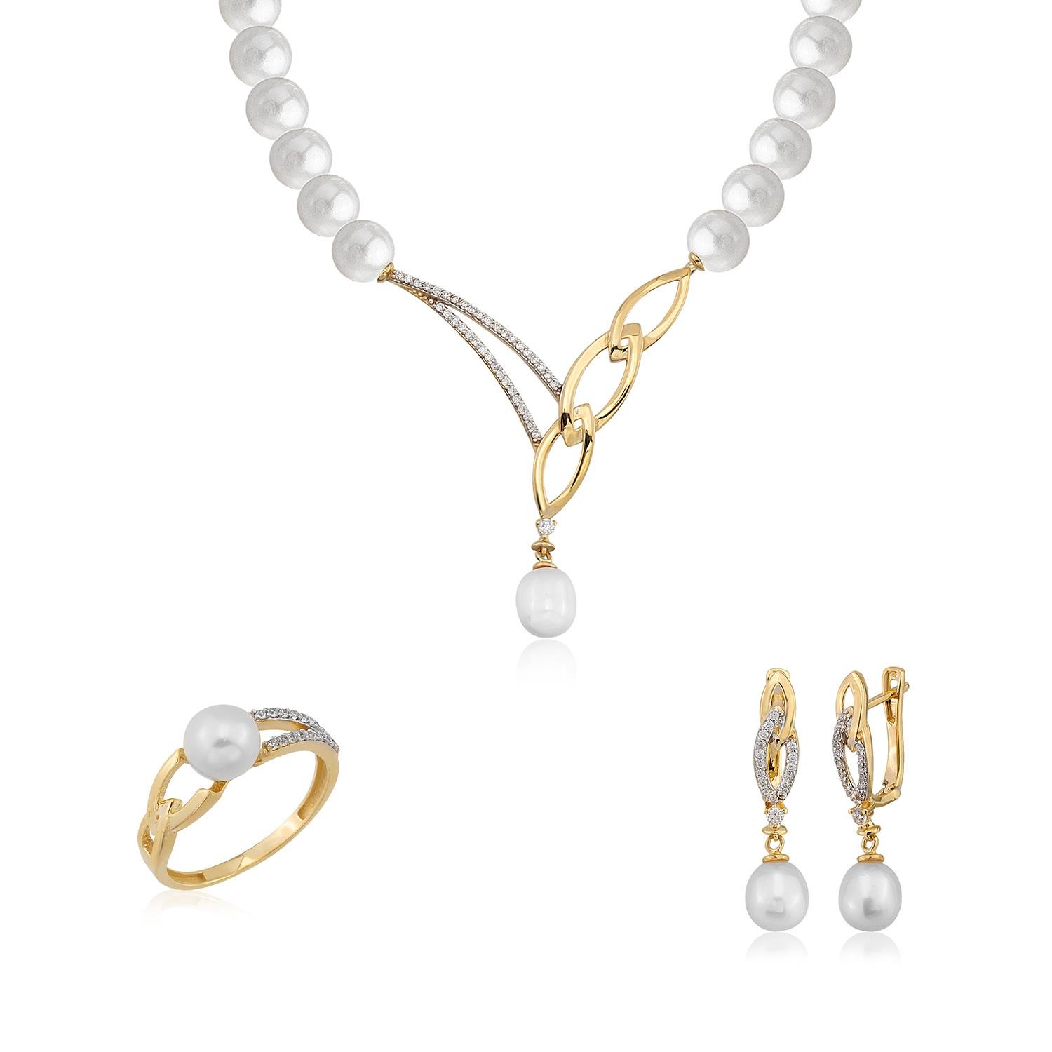 Altın ve İncili Sorella Gelin Seti