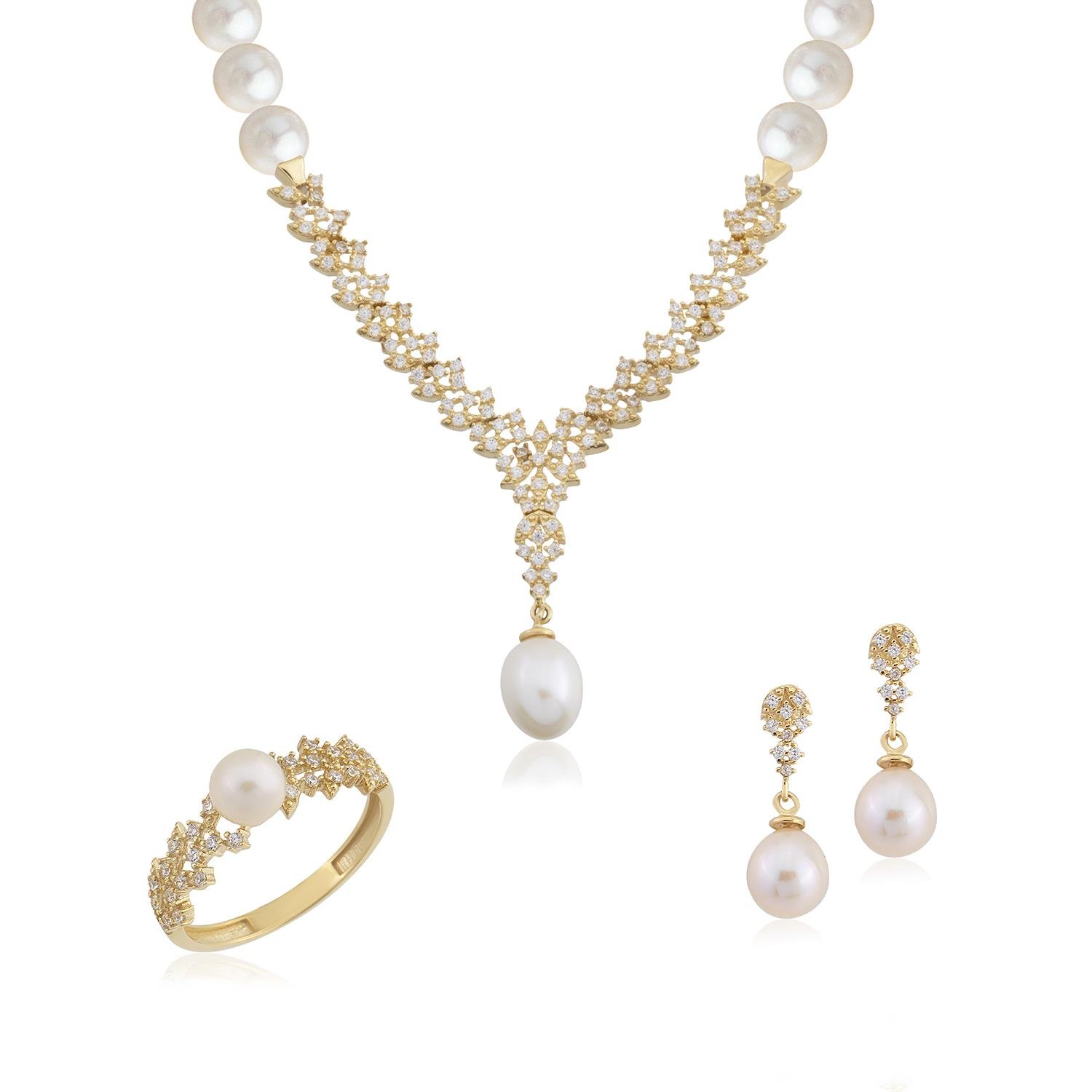 Altın ve İncili Thalmera Gelin Seti