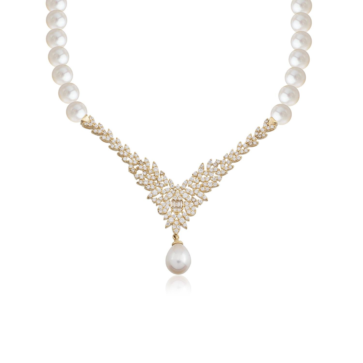 Altın ve İncili Valessia Gelin Seti