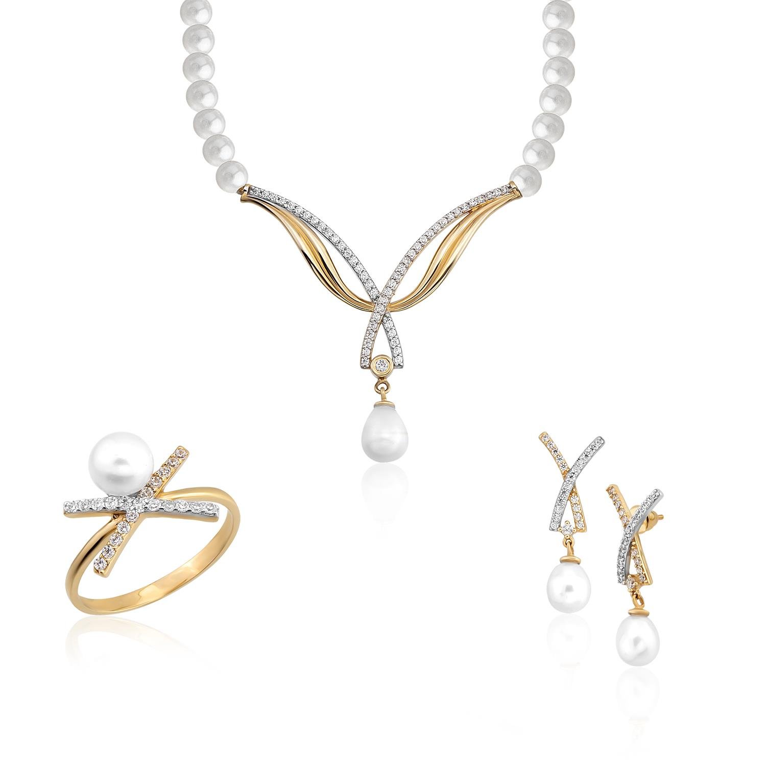 Altın ve İncili Vela Gelin Seti