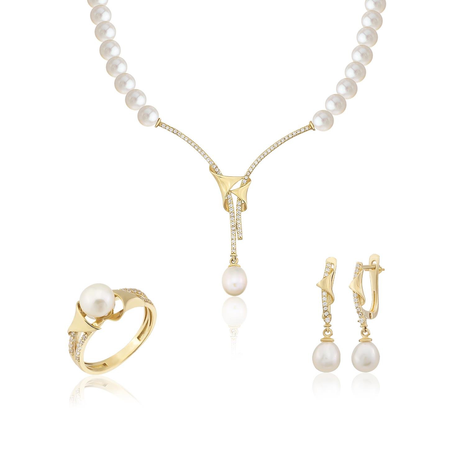 Altın ve İncili Solace Gelin Seti