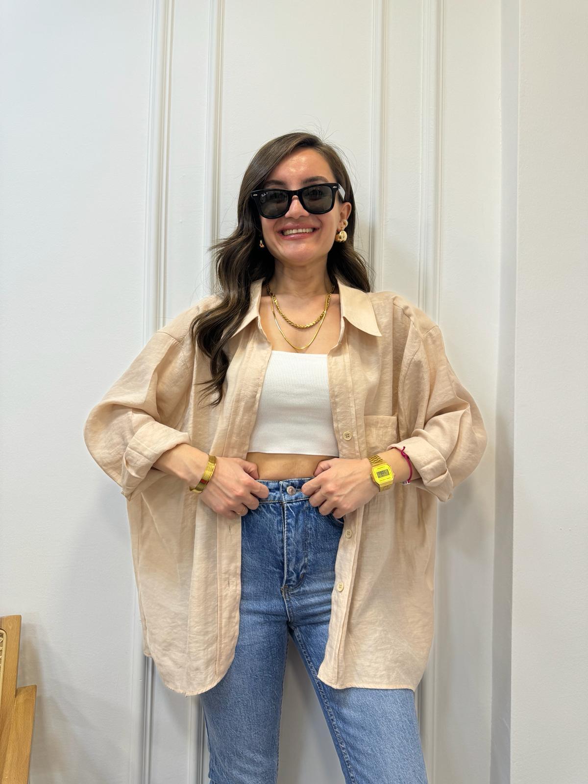 Taş Lüx Kalite Oversize Gömlek 4612 | Şenay'ın Butiği